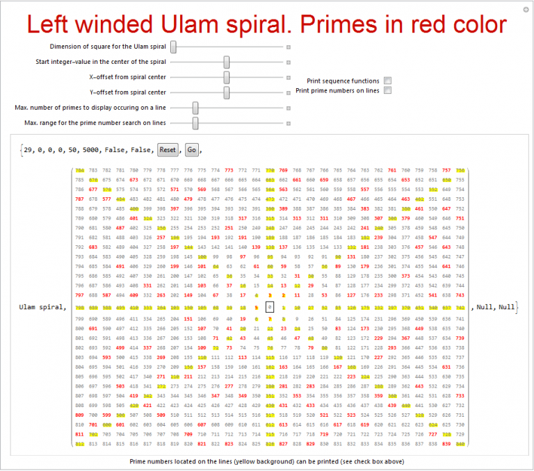 Ulam spiral – Prime numbers